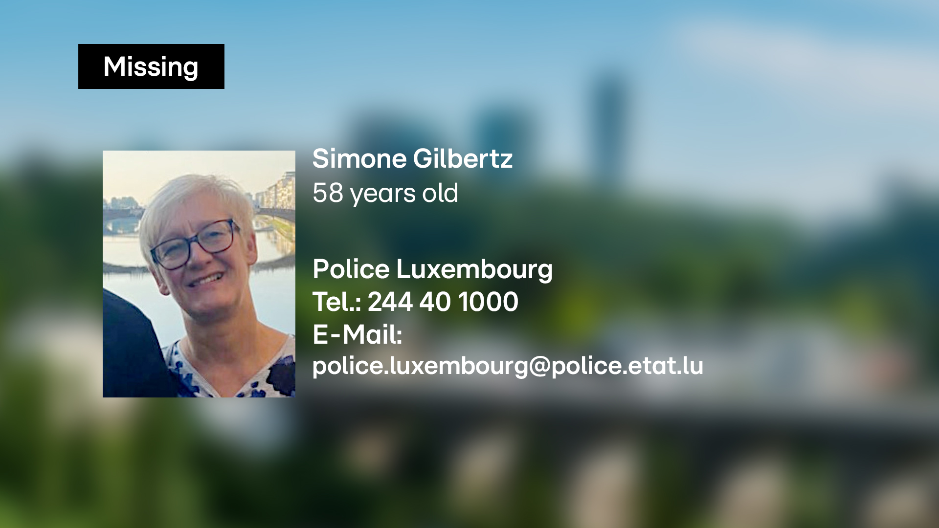 Missing person alert: Have you seen Simone Gilbertz? - RTL Today