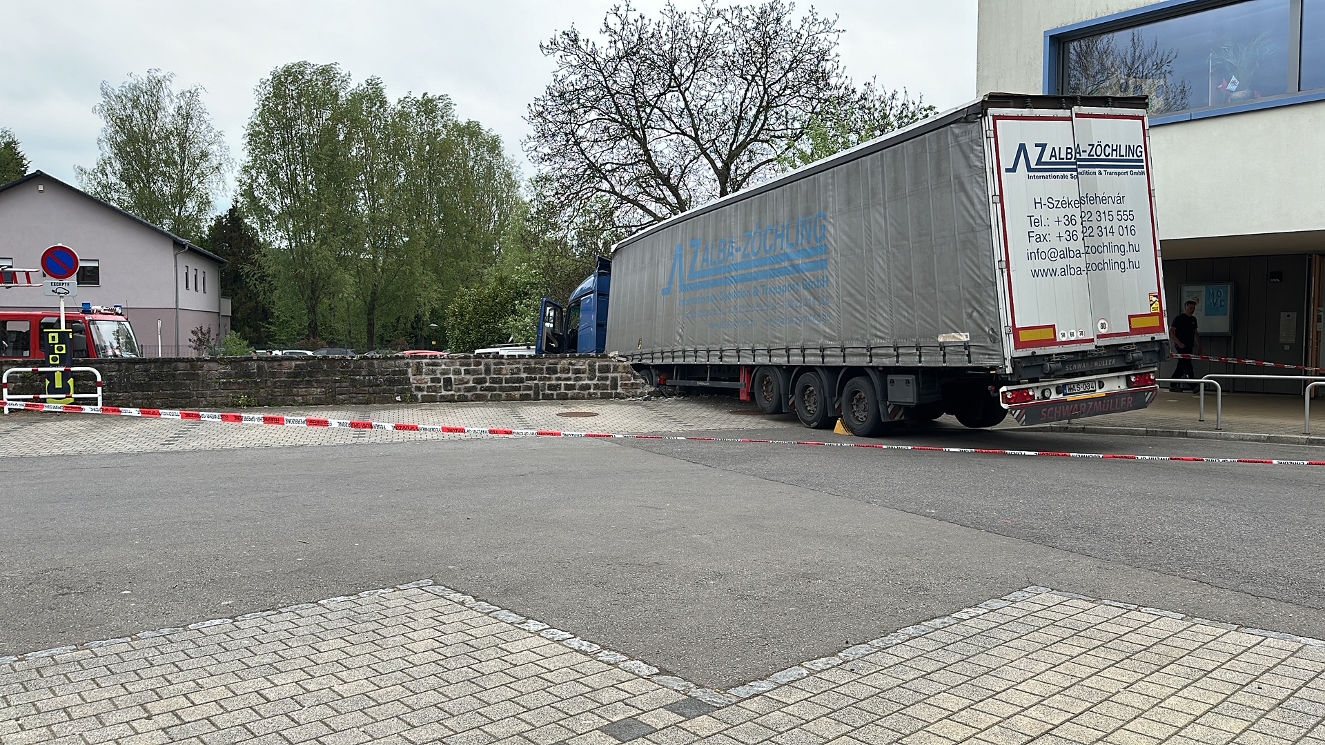 Bissen: Lorry collides with car park wall, driver sustains minor ...