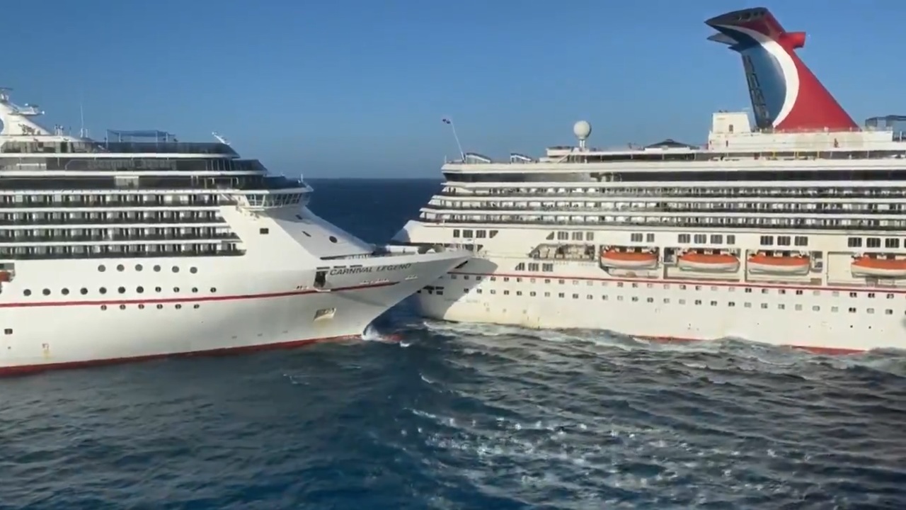 Video - Holiday shock: Two Carnival cruise ships collide in Caribbean ...