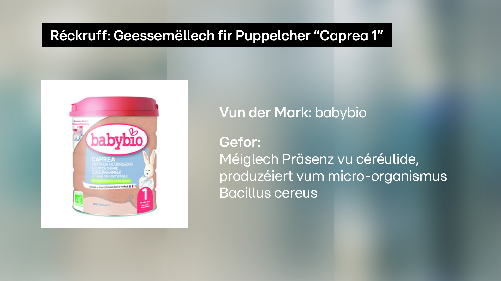 Weidere Réckruff: Mëllechpudder CAPREA 1 aus Geessekéis vun der Mark ...