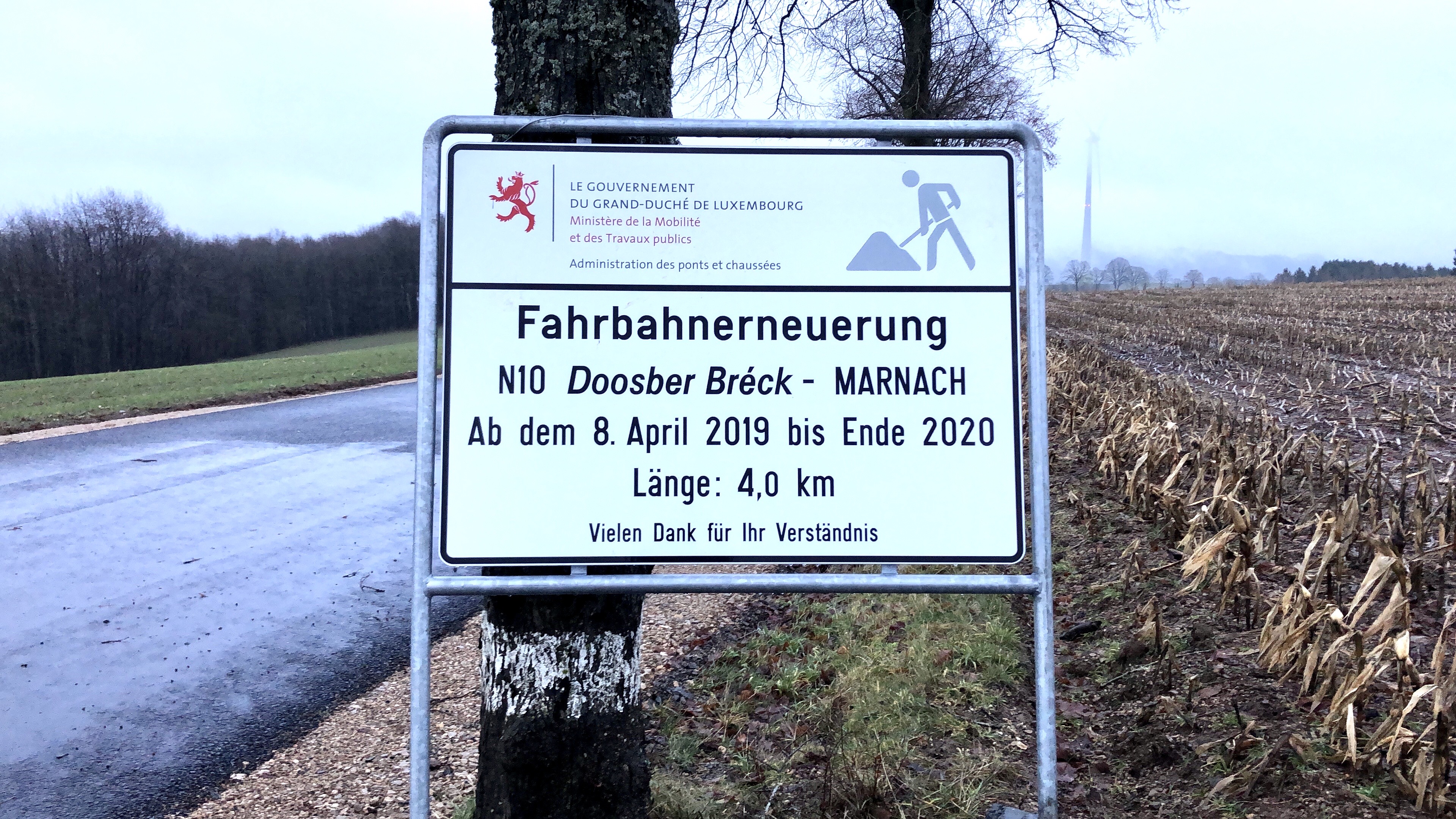 Road works N10 (24.12.19) - RTL Today